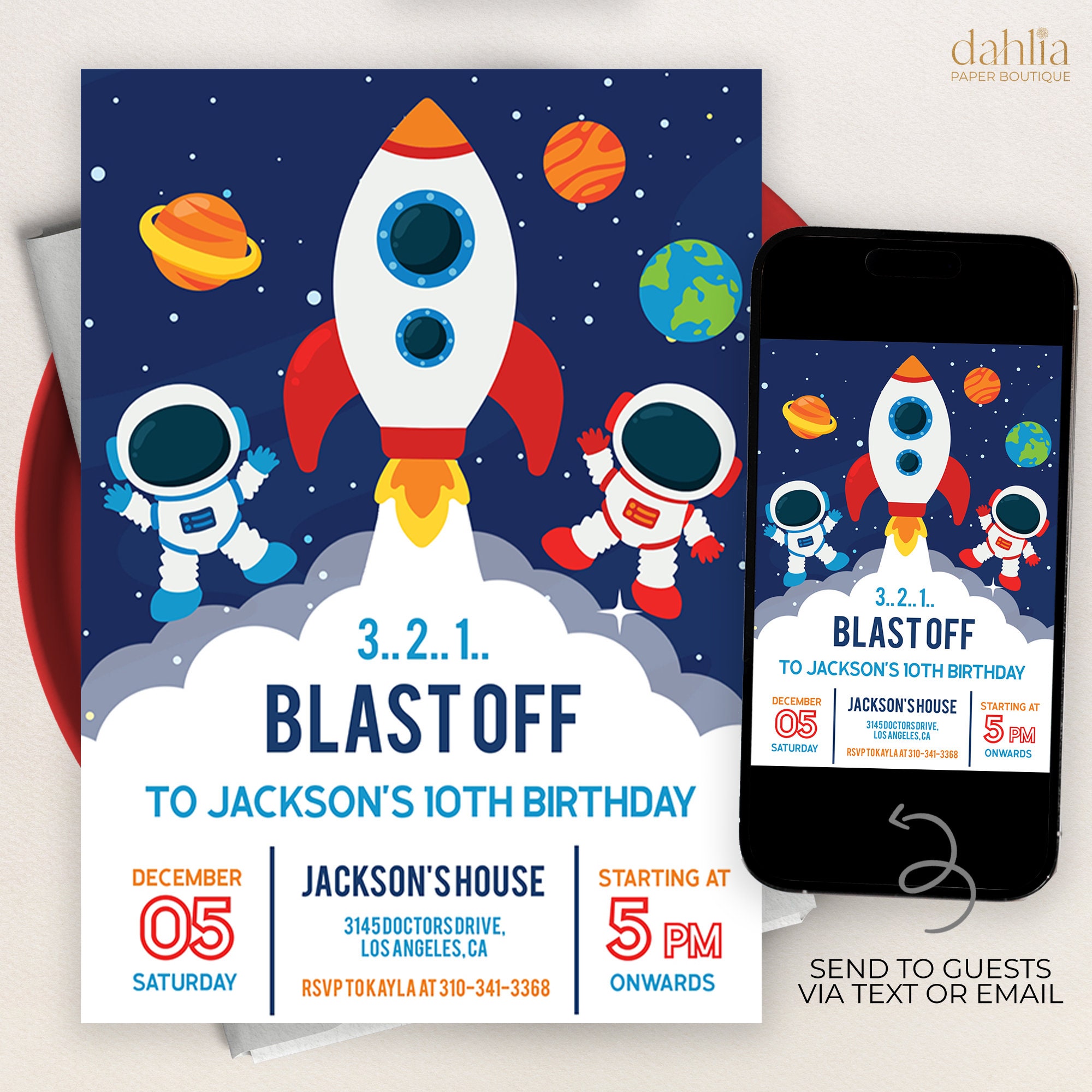 Space Themed Birthday Party Invites