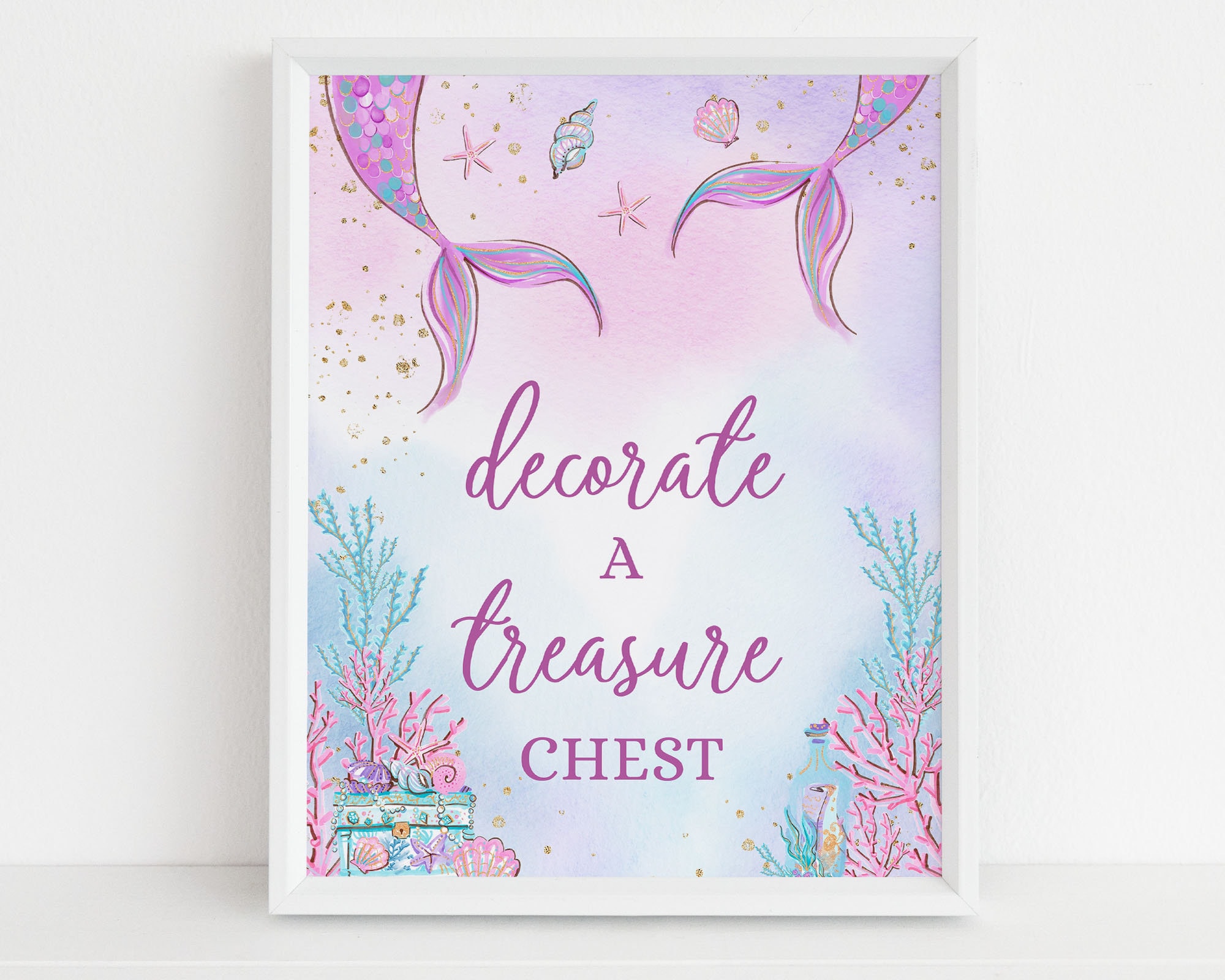 EDITABLE Mermaid Birthday Decorate A Treasure Chest Sign | Etsy