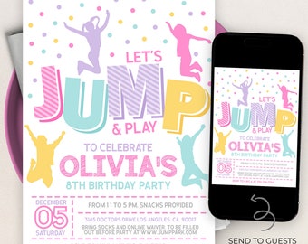 Jump Invitation, Editable Jump Birthday Invite, Trampoline Party ...