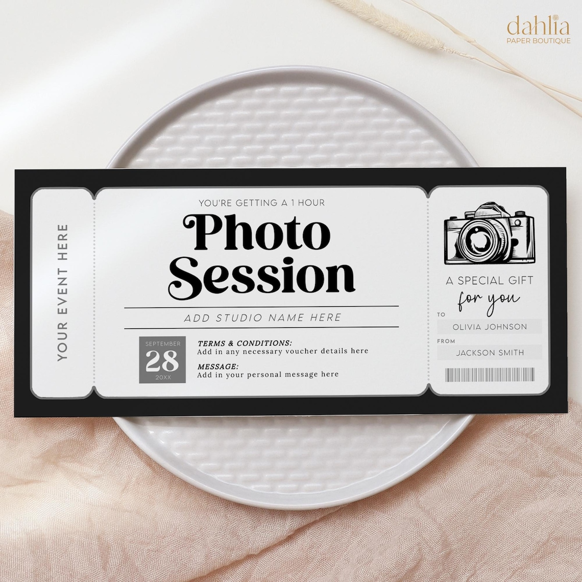 Photo Session Gift Voucher, Editable Photography Gift Card Printable ...