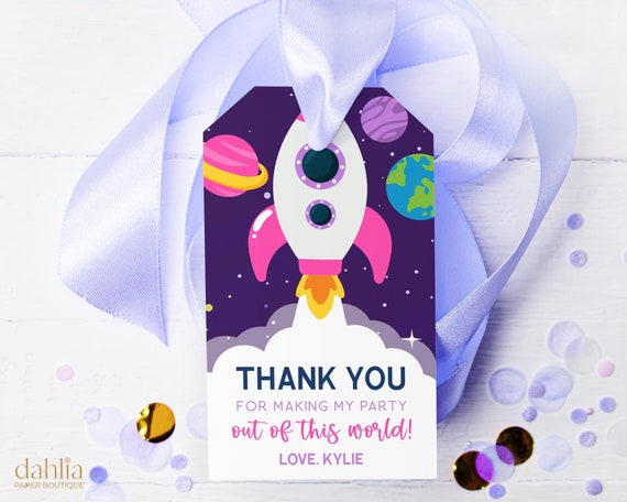 EDITABLE Space Birthday Thank You For Coming Gift Tag, Galaxy Party ...