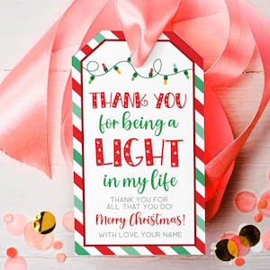 Christmas Candle Holiday Tag, Lights Flashlight Gift Tag, Thank You ...