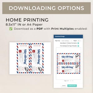 Skydiving Ticket Gift Voucher, Editable Sky Dive Coupon, Surprise ...