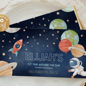 Editable Space Chocolate Bar Label Template, Candy Bar Wrapper, Boy ...