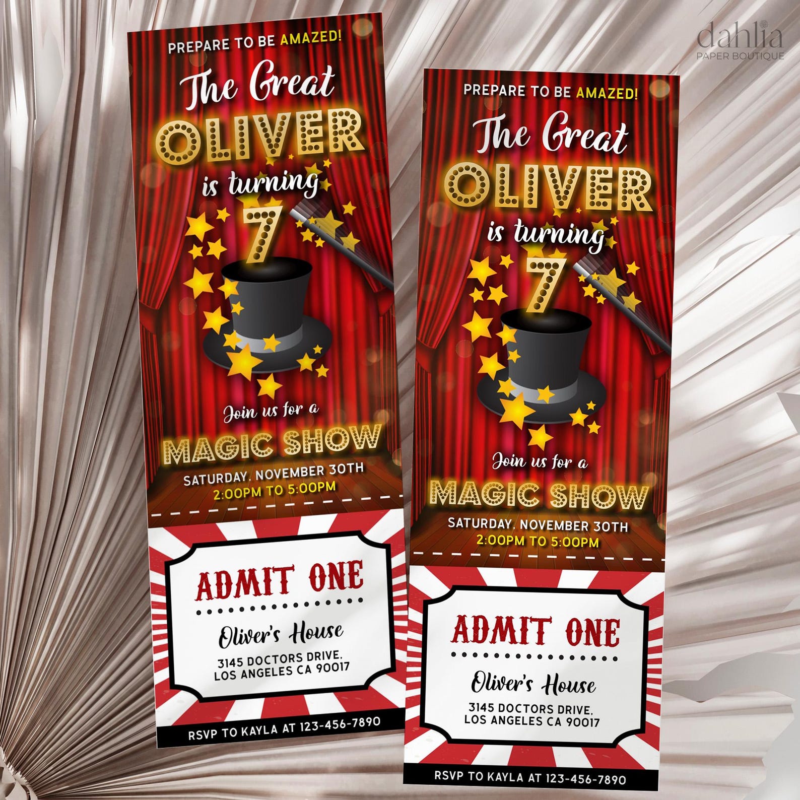 Magic Show Ticket Birthday Invitation, EDITABLE Circus Party Invite ...