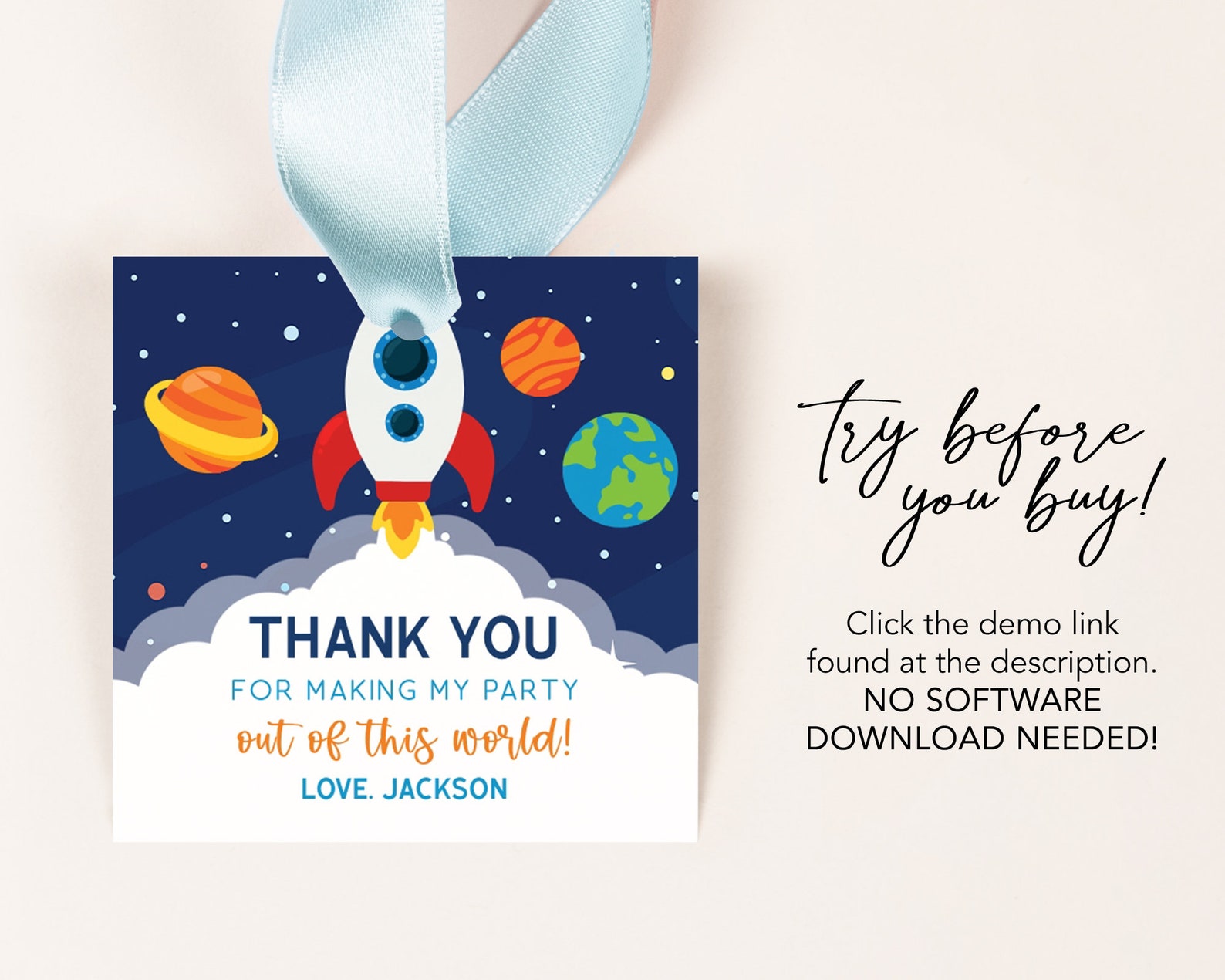 EDITABLE Space Birthday Thank You for Coming Gift Tag, Galaxy Party ...