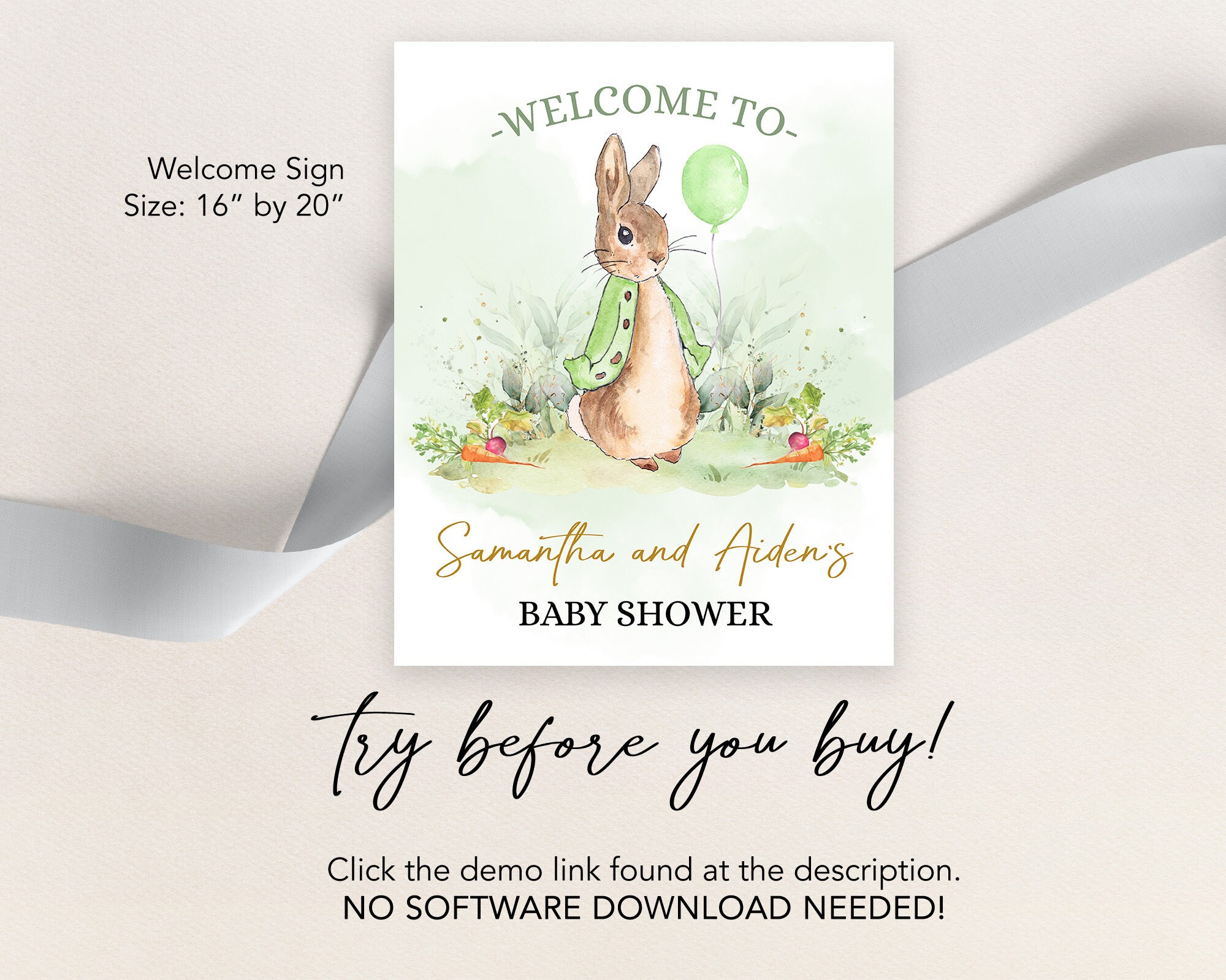 EDITABLE Peter Rabbit Baby Shower Welcome Sign Rustic Boy | Etsy