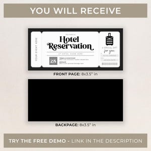 Hotel Reservation Gift Voucher, Editable Hotel Stay Ticket Template ...