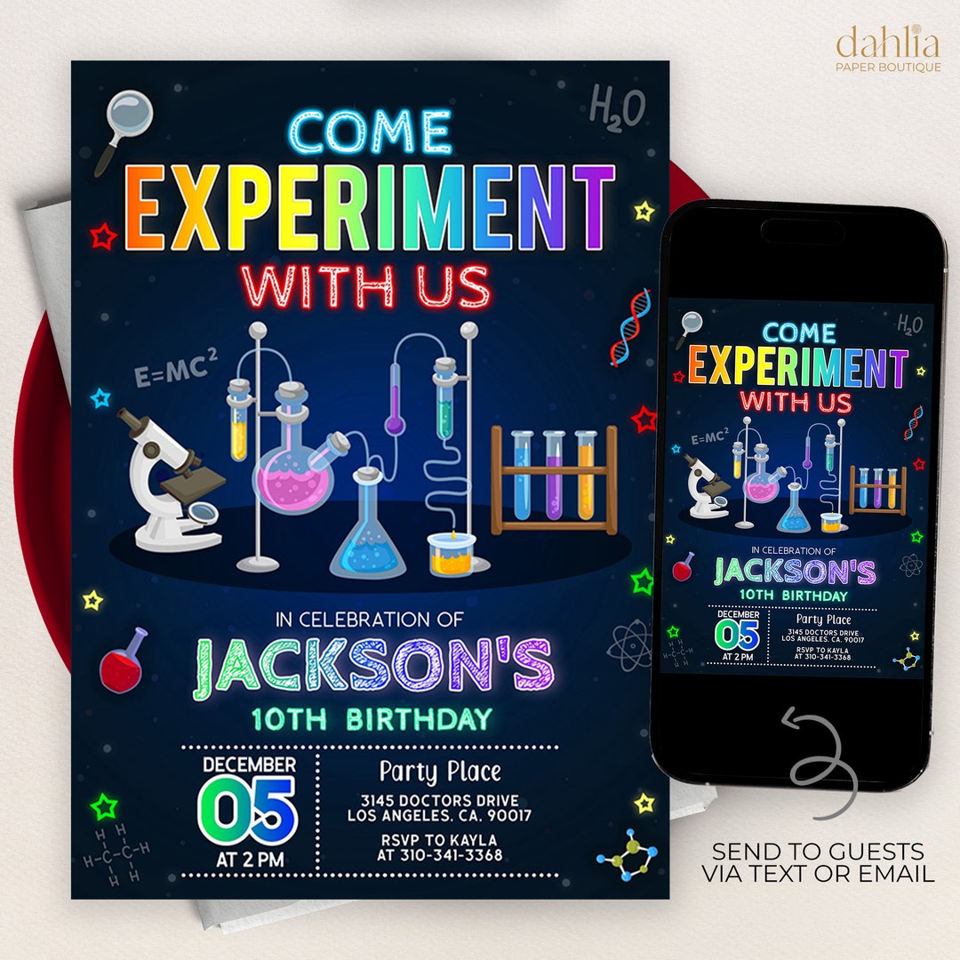 EDITABLE Mad Science Birthday Invitation, Boy Science Party Template ...