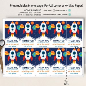 EDITABLE Space Birthday Thank You for Coming Gift Tag, Galaxy Party ...