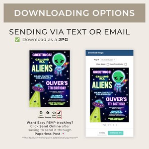 EDITABLE Alien Birthday Invitation, UFO Spaceship Party Template, Out ...