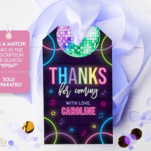 Dance Party Birthday Welcome Sign, Editable Glow Neon Banner Template ...