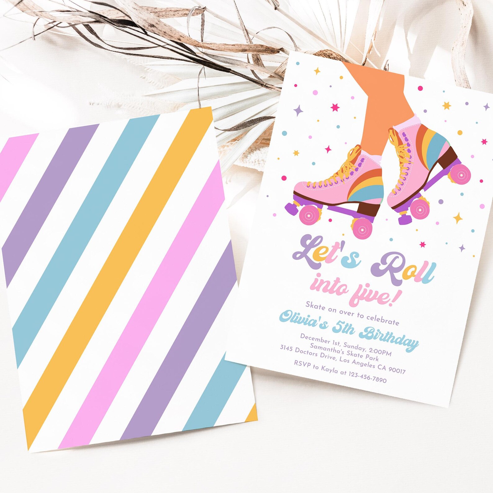 Roller Skating Birthday Invitation, EDITABLE Groovy Skate Party ...