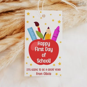 First Day of School Favor Tags, EDITABLE Back to School Gift Tag ...