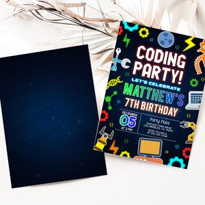 Coding Birthday Party Invitation, EDITABLE Programming Party Invite ...