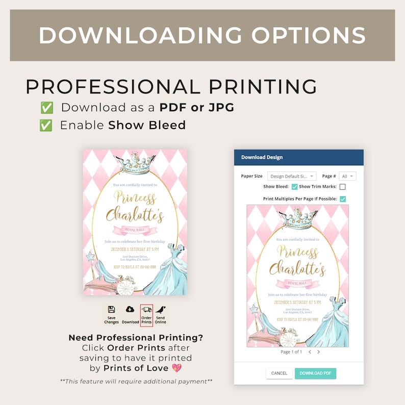 Cinderella Birthday Invitation, EDITABLE Princess Party Invite Template ...