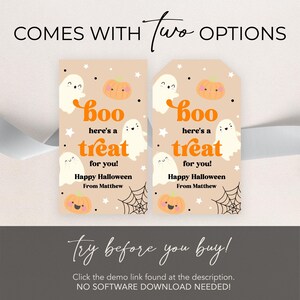 Boo Here's A Treat for You Tag, Printable Happy Halloween Ghost Favor ...