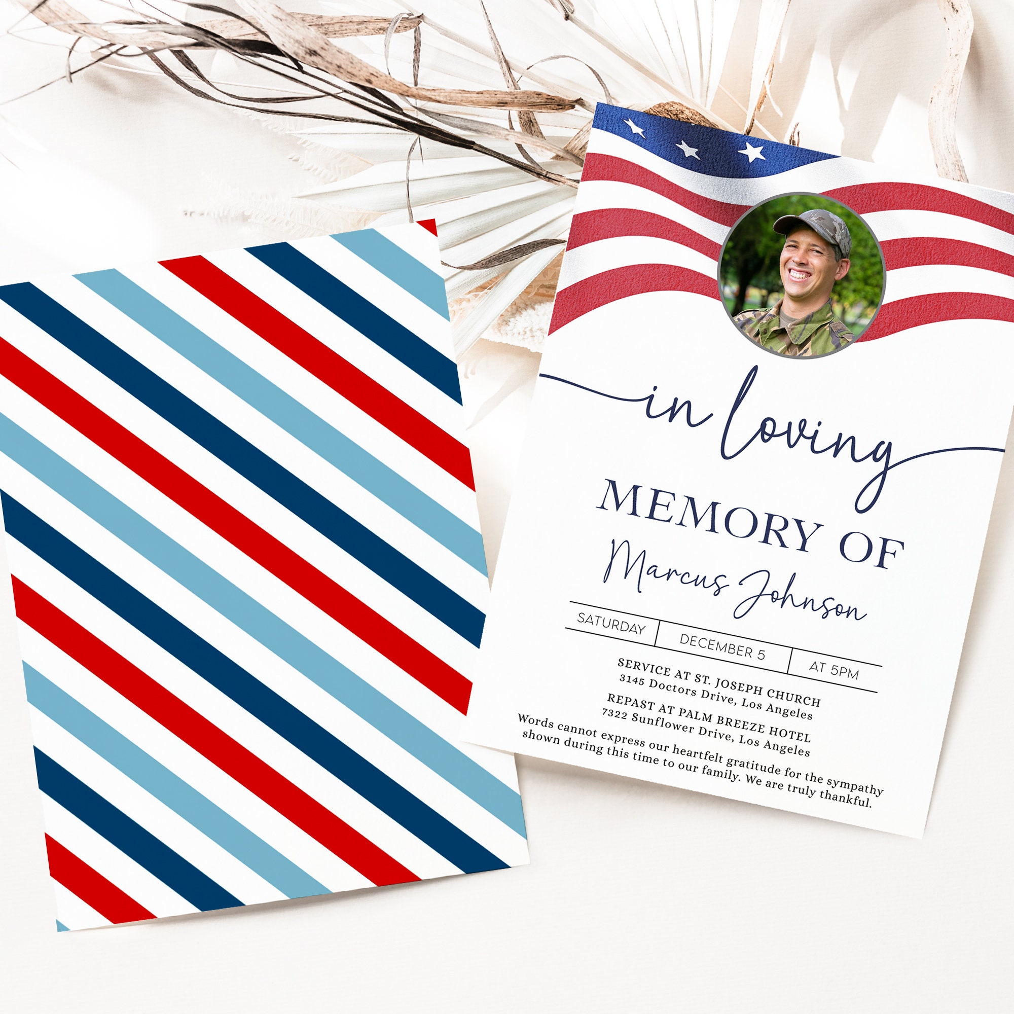 Military Funeral Invitation Template, Editable Navy Funeral ...