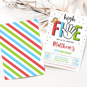 High Five Birthday Invitation, Editable Hi Five Invite Template, Boys ...