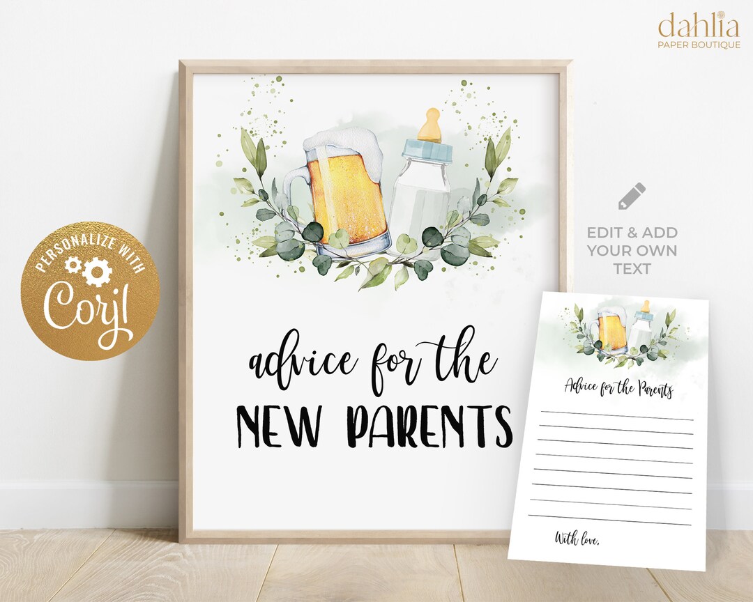 Advice for the New Parents Sign, Beer Baby Shower, Brewery Baby Shower ...
