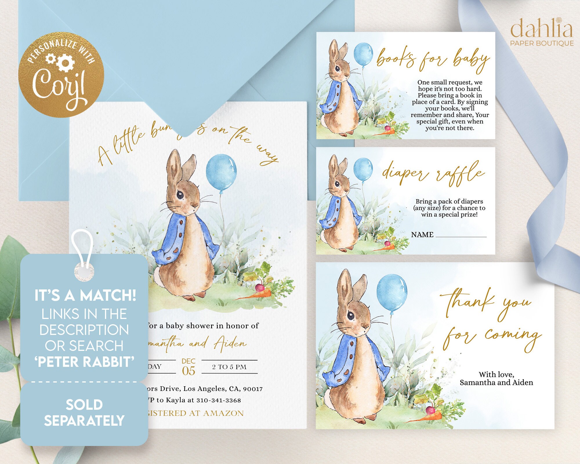 EDITABLE Peter Rabbit Baby Shower Water Bottle Sticker Label, Rustic ...