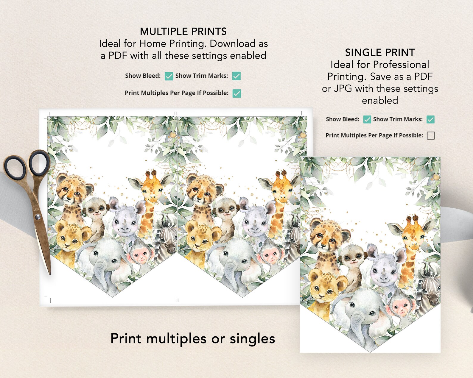 EDITABLE Safari Happy Birthday Banner Jungle Animals Birthday - Etsy