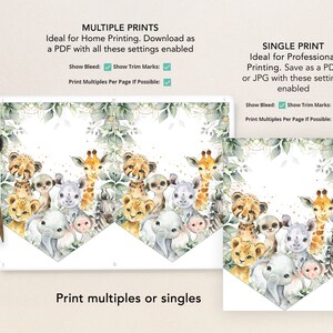 EDITABLE Safari Happy Birthday Banner, Jungle Animals Birthday Banner ...