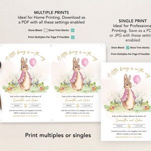 Peter Rabbit Baby Shower Invitation Template Set EDITABLE - Etsy