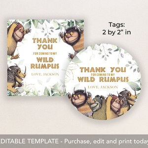 Where the Wild Things Are Birthday, Thank You for Coming Gift Tag ...