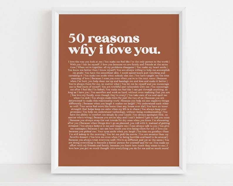 EDITABLE Reasons Why I Love You Template Printable Sign Gift | Etsy