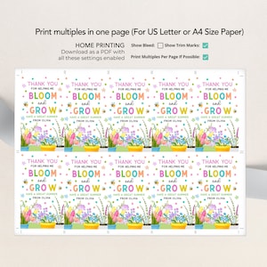 Editable Teacher Appreciation Tags, Thank You for Helping Me Bloom ...