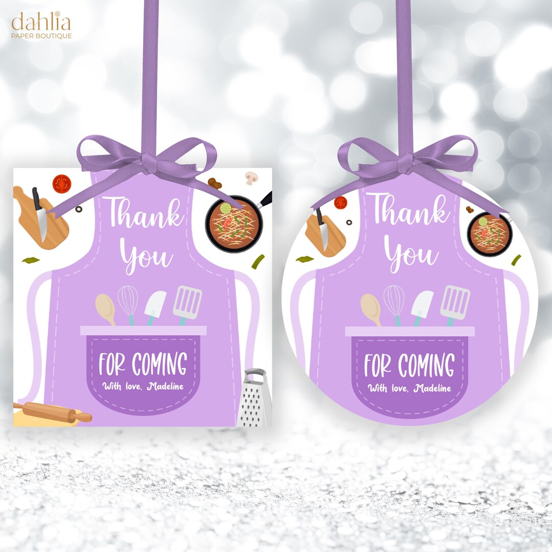 Cooking Thank You Gift Tag, EDITABLE Baking Birthday Label, Purple ...