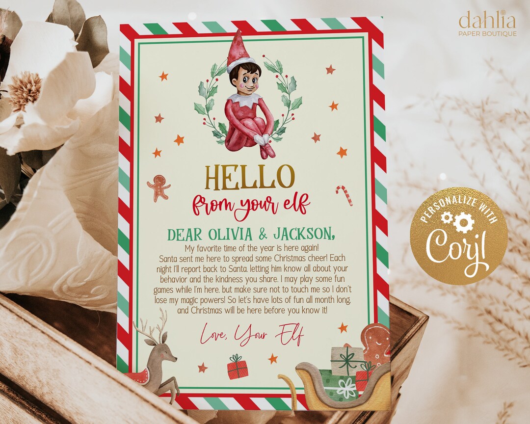 EDITABLE Elf Hello Letter Greetings From Elf Christmas - Etsy Canada