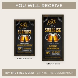 Beer Surprise Birthday Digital Invitation, Editable Beer Party Mobile ...