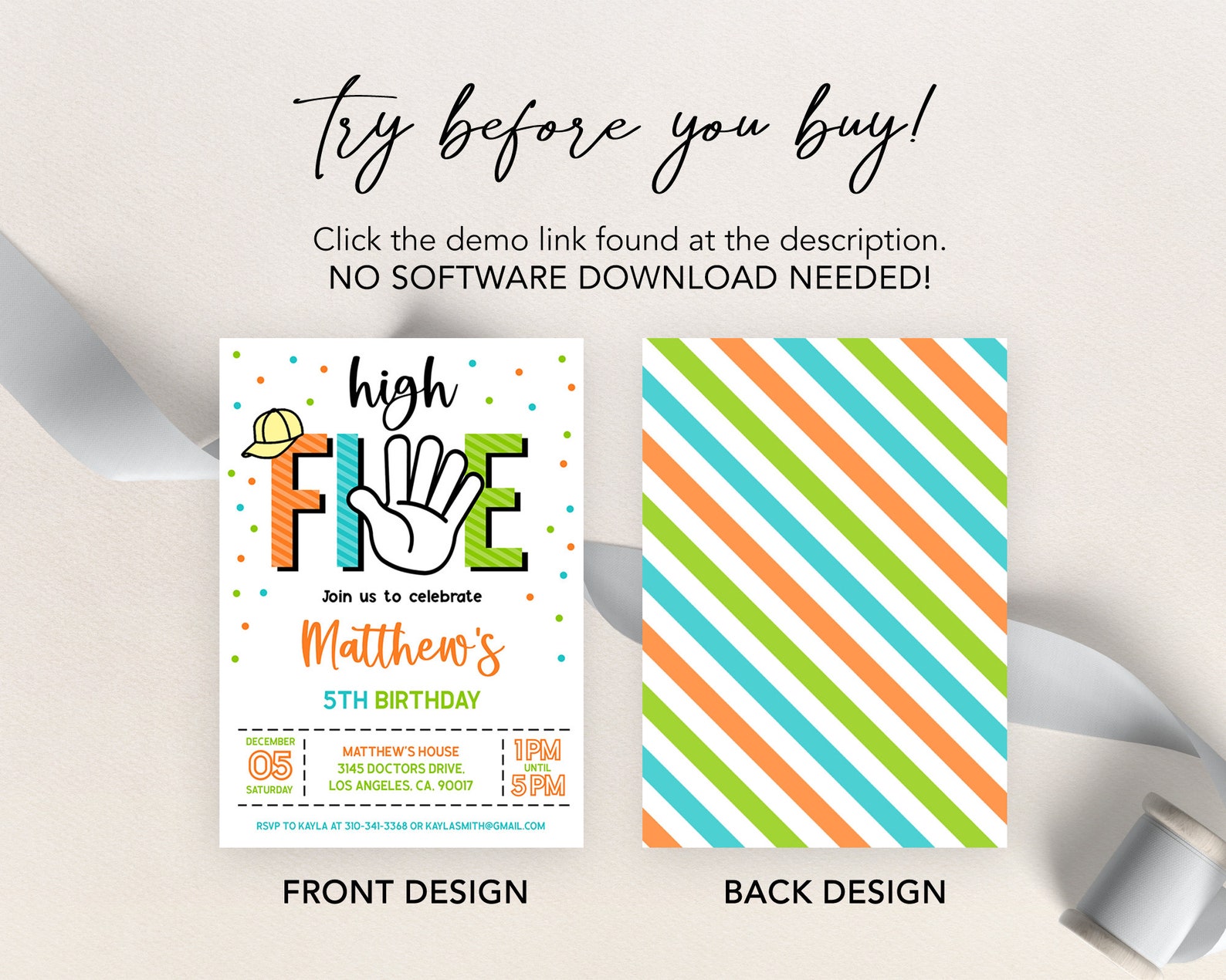 High Five Birthday Invitation Editable Hi Five Invite - Etsy