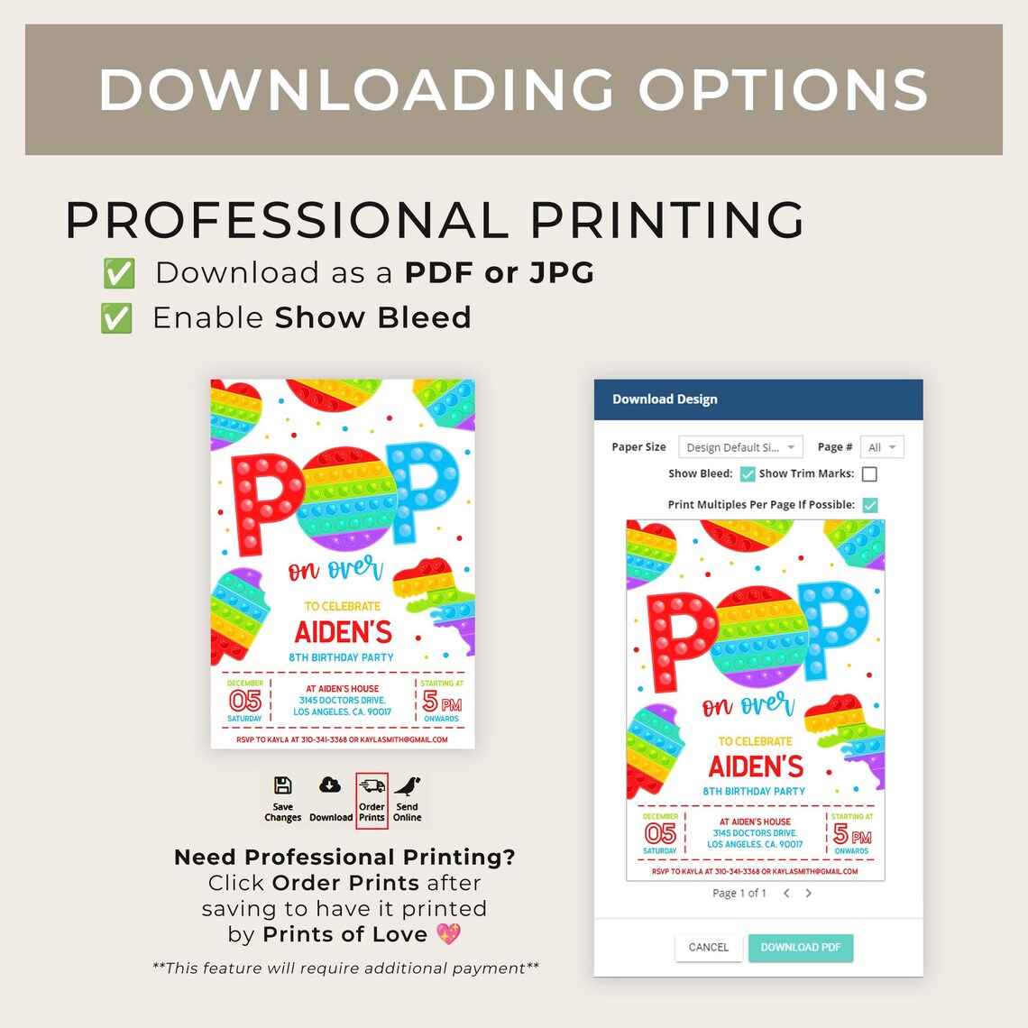 EDITABLE Pop It Birthday Invitation, Pop It Party Invitation Template ...