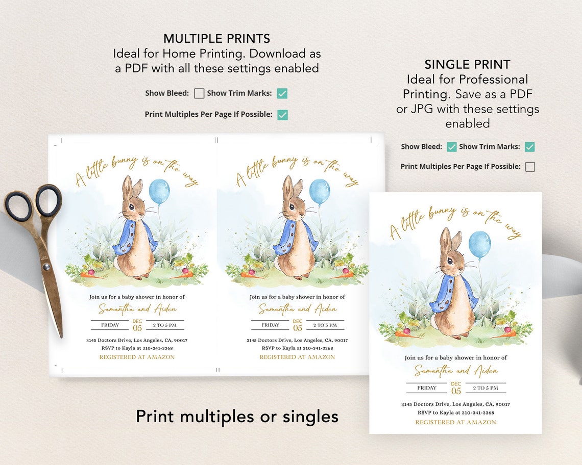 Peter Rabbit Baby Shower Invitation Template Set EDITABLE | Etsy Canada