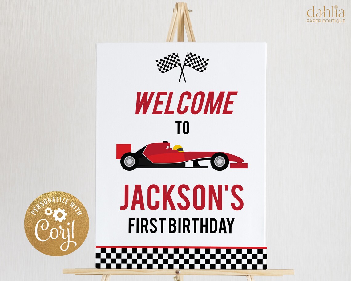 EDITABLE Fast One First Birthday Welcome Sign Printable Race - Etsy