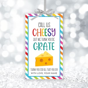 Editable Cheesy Favor Tags, Appreciation Week Gift Tag Template ...