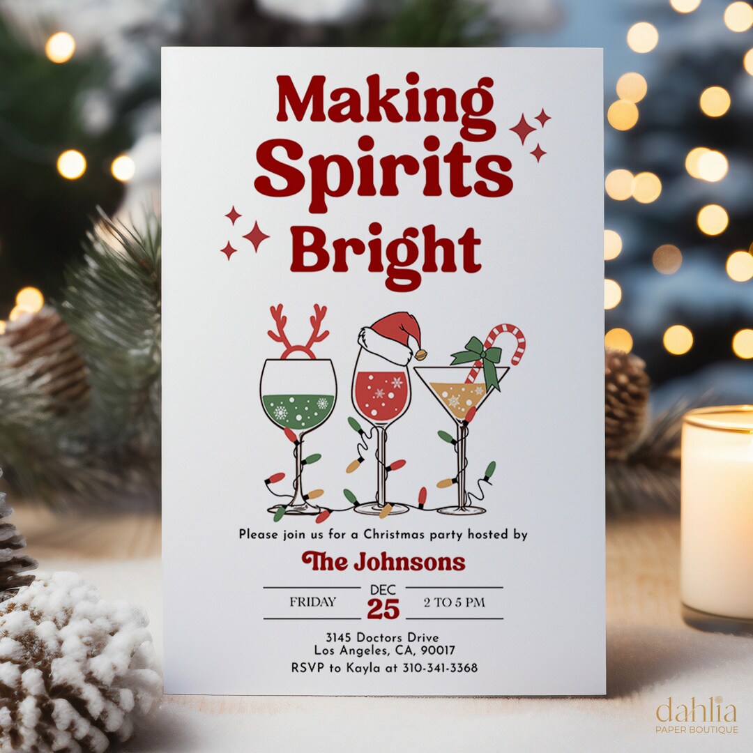 Christmas Party Invitation Template, Making Spirits Bright, Holiday ...
