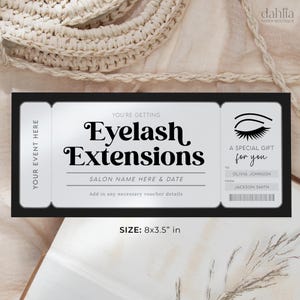 Eyelash Extensions Gift Voucher, Printable Lash Extensions Gift ...