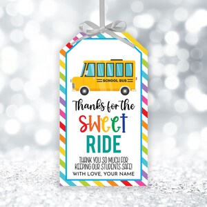 Editable School Bus Driver Favor Tags, Appreciation Week Gift Tag ...