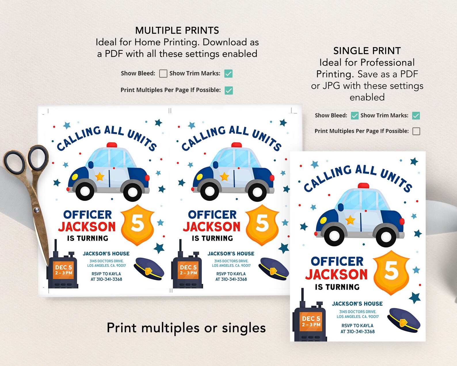 Police Birthday Invitation EDITABLE Cop Car Party Invite - Etsy