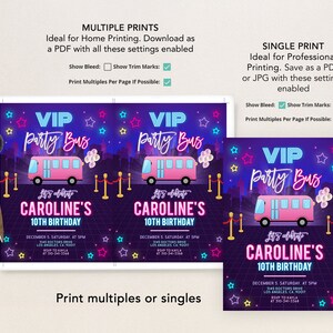 VIP Party Bus Invitation, EDITABLE Pink Limo Party Invite, Rock Star ...