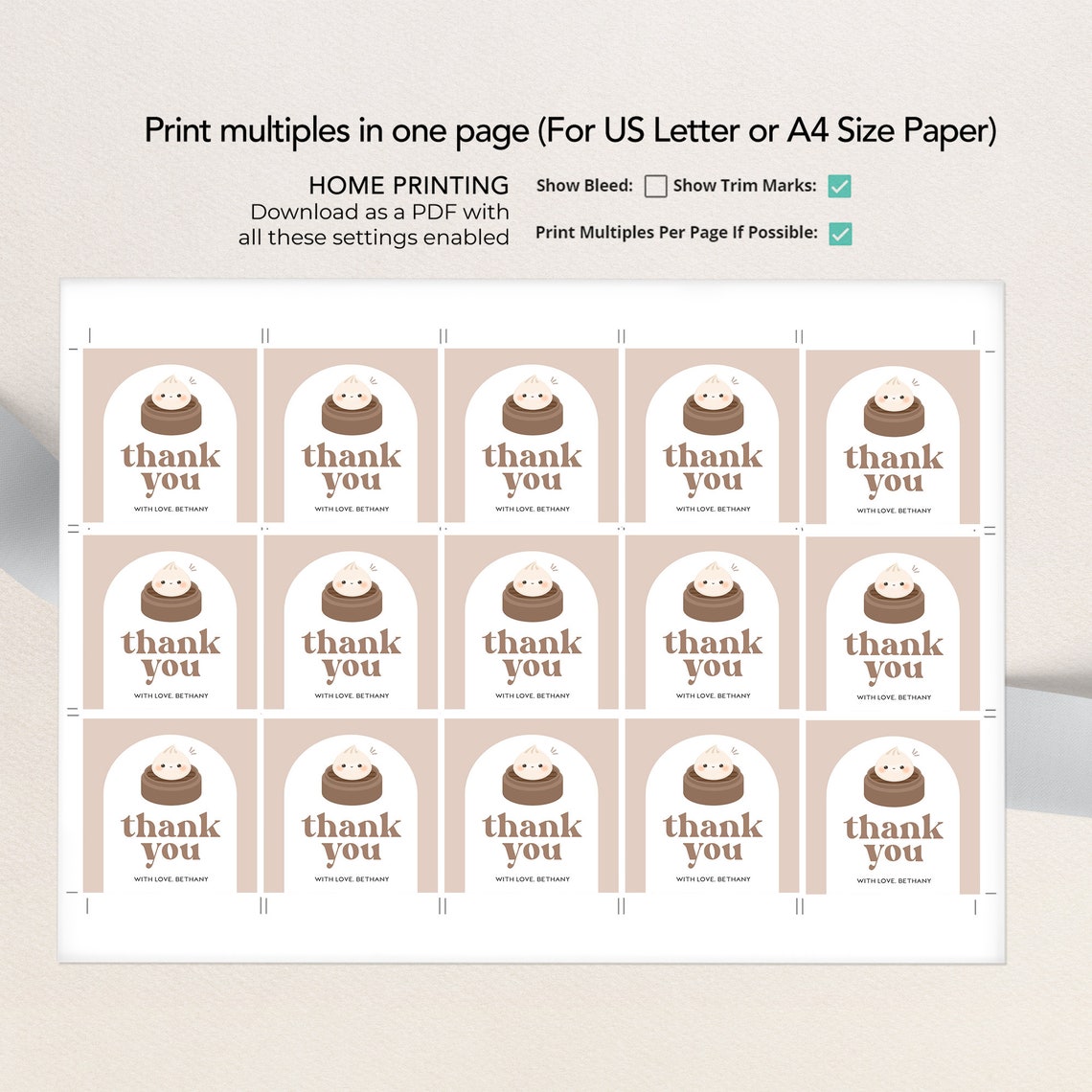 Dumpling Thank You for Coming Gift Tag, EDITABLE Dimsum Party Favor Tag ...