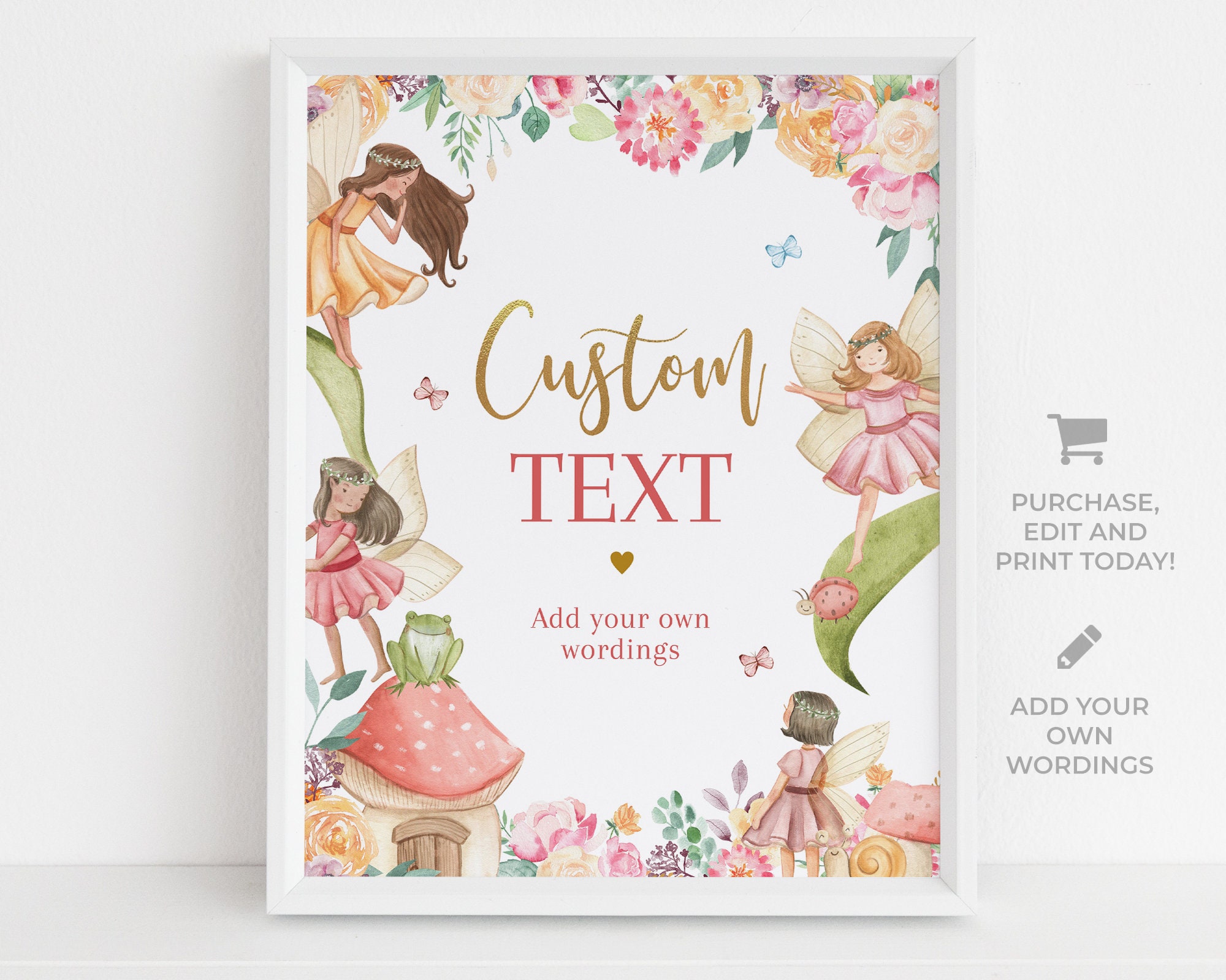 EDITABLE Fairy Birthday Custom Text Sign Magical Fairy | Etsy