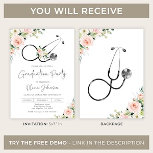 Nursing Graduation Party Invitation Template Editable, RN Graduation ...