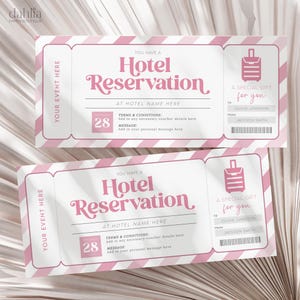 Hotel Reservation Gift Voucher, Editable Hotel Stay Ticket Template ...