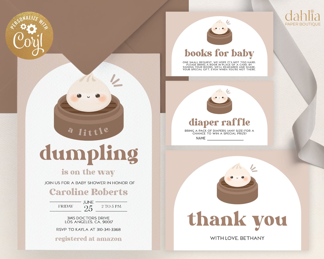 EDITABLE Little Dumpling is on the Way Baby Shower Invitation Set ...