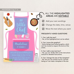 EDITABLE Cooking Birthday Invitation, Pink Kitchen Party Invite, Our ...